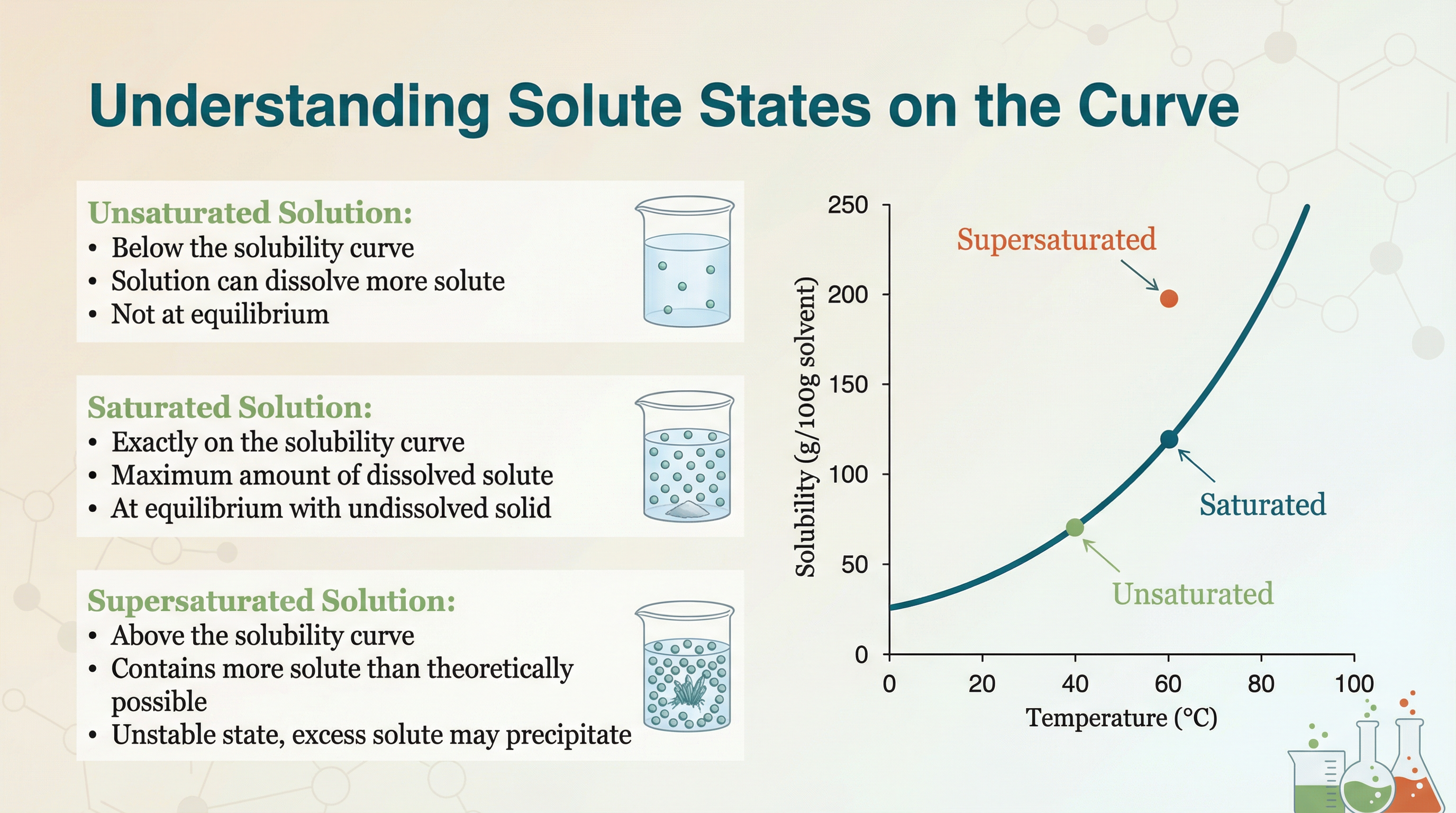 Solubility Curve Saturated Unsaturated Supersaturated